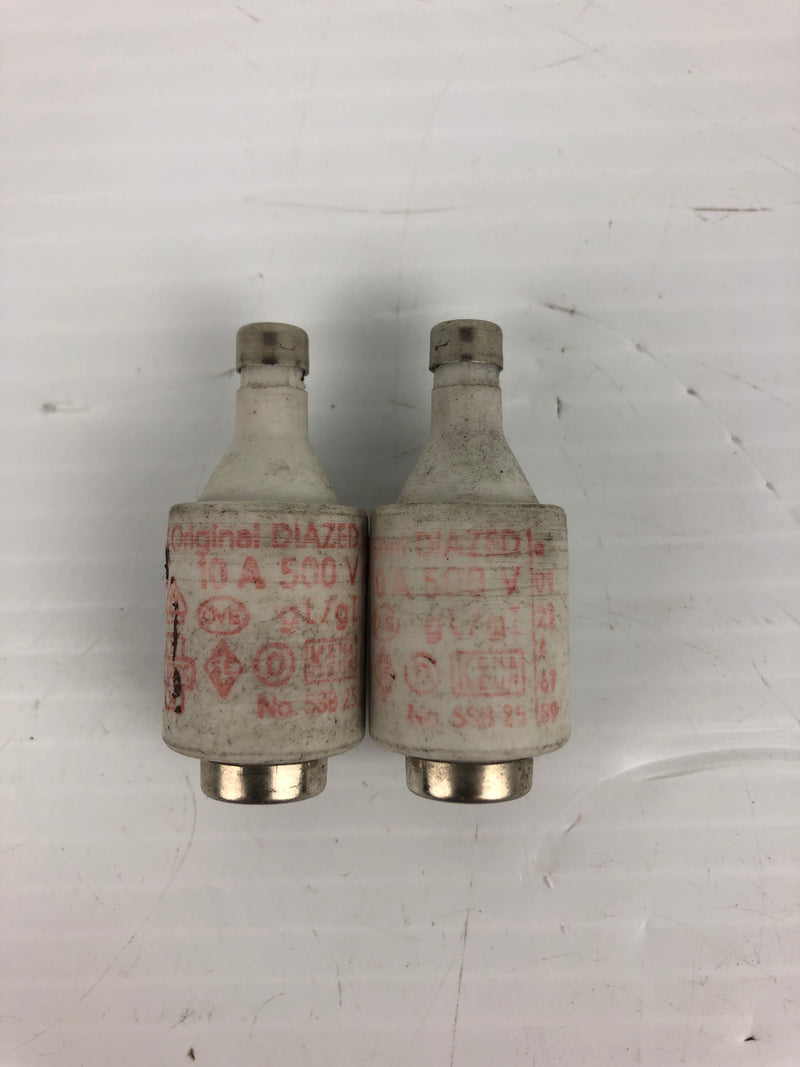 Siemens Original Diazed 5SB25 Ceramic Bottle Fuse 10A 500V (Lot of 2 ...