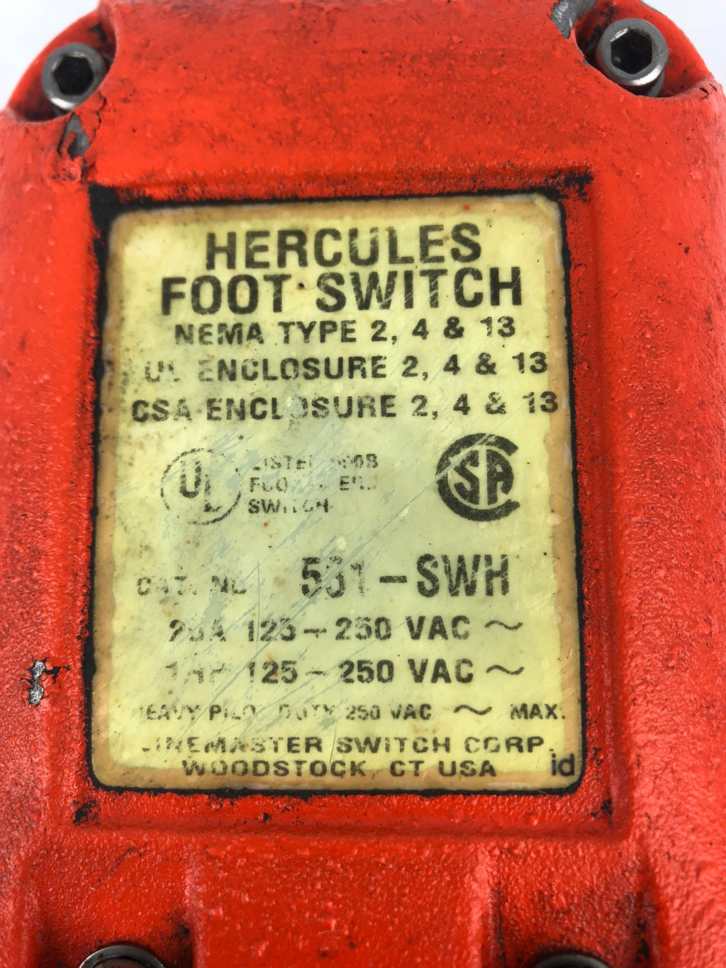 Hercules 531-SWH Foot Switch 20A 1 HP – Metal Logics, Inc.