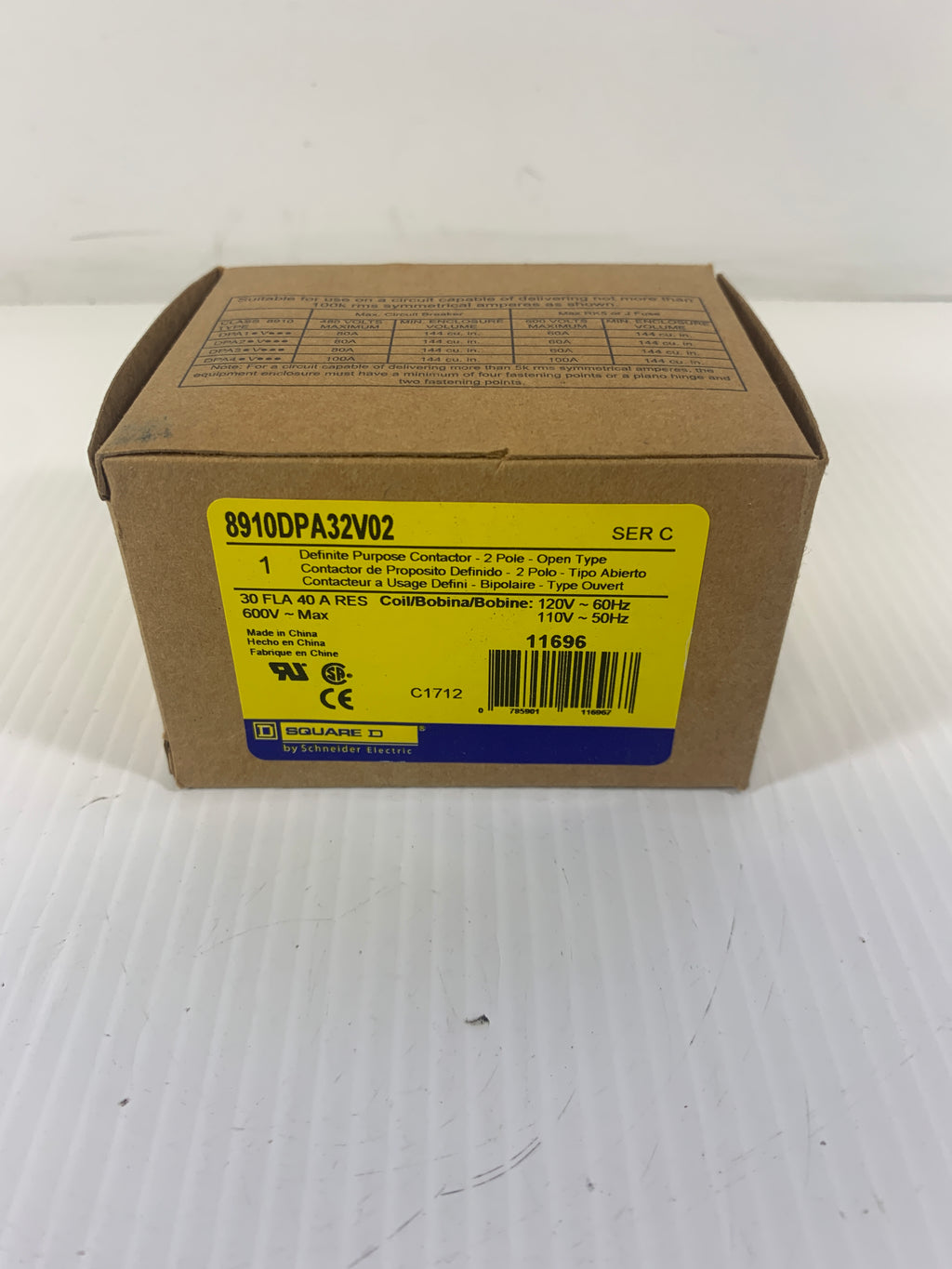 Square D Definite Purpose Contactor 8910DPA32V02 2 Pole – Metal Logics ...