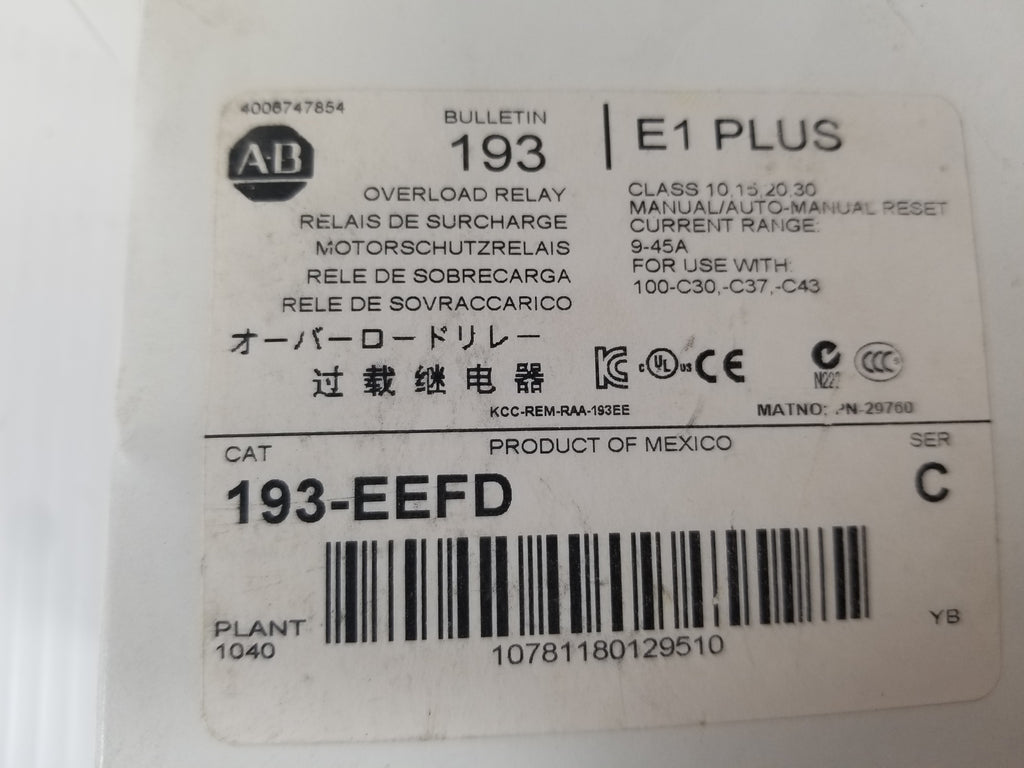 Allen-Bradley 193-EEFD Overload Relay – Metal Logics, Inc.